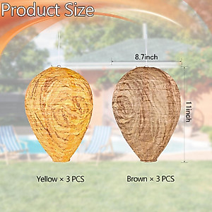 6 Pcs Fake Wasp Nest Decoy Fake Hornets Wasp Nest Deterrent Hanging Wasp for Outdoor Home Garden