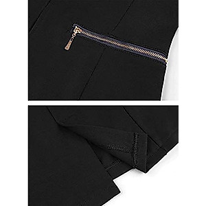 Genhoo Women's Long Stretchy Sleeve Open Front Lightweight Work Office Blazer Jacket Black L