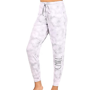 Rae Dunn Women's Sleepwear, CHILL Pajama Joggers for Women with Pockets, Pajama pants for women, Light Gray, X-Large
