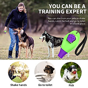 Dog Training Clicker with Whistle and Wrist Strap - Positive Behavior Reinforcer for Pets - All Ages, Puppy and Adult Dogs - Use to Reward and Train - Dog Whistle Included (Blue)