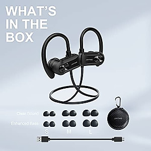JAYINE Bluetooth Headphones, Wireless Earphones Bluetooth 5.3 HD Bass Stereo,Noise Cancelling in-Ear Earbuds IP67 Waterproof Sports Earhooks Headsets 24 Hrs Playtime for Running Gym Workout