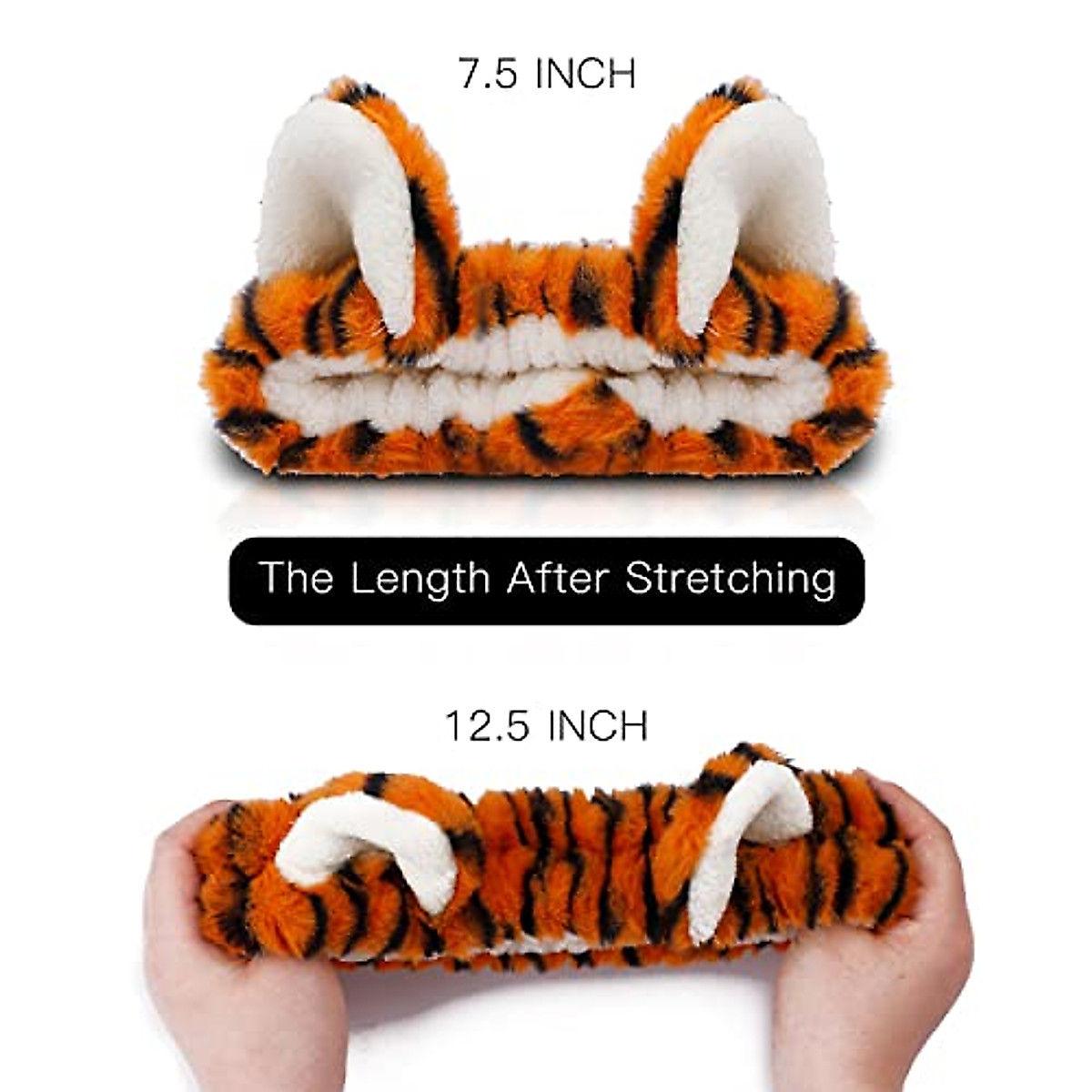 Hofar Tiger Face Wash Headband Hairband with Tiger Ears Coral Fleece Cartoon Cute Creative Hair Accessories