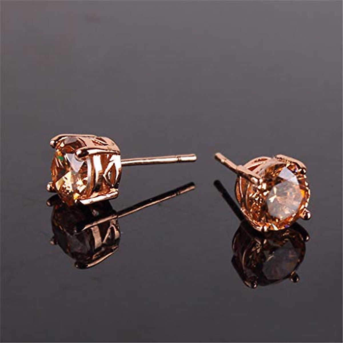 GULICX Rose Gold Tone Yellow Crystal Royal Journey Jewelry Eternity Stud Earring