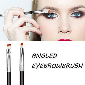 6 Pieces Duo Eyebrow Brush Angled Eye Brow Brush and Spoolie Brush Mini Eyelash Brush for Tinting Angled Eyebrow, Fit for Gel and Cream (Silver)