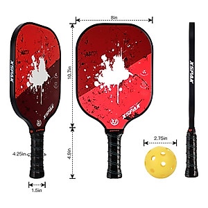 XS XSPAK Pickleball Paddles Set, USAPA Pickleball Rackets Set of 2 Feature a Premium Carbon Craft and Polymer Honeycomb Core, Including Bag and 4 Balls Gift Kit Men Women Kids Indoor Outdoor