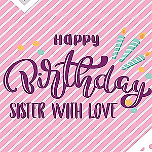Birthday Card Sister With Love, Prime Greetings, Made in America, Eco-Friendly, Thick Card Stock with Premium Envelope 5in x 7.75in, Packaged in Protective Mailer