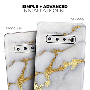 DesignSkinz Marble & Digital Gold Foil V1 Protective Vinyl Decal Wrap Skin Cover Compatible with The Samsung Galaxy S20 (Screen Trim & Back Glass Skin)