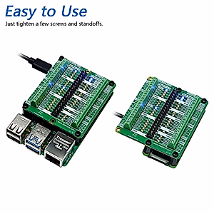 Freenove Breakout Board for Raspberry Pi 5 / 4B / 3B+ / 3B / 3A+ / 2B / 1B+ / 1A+ / Zero W/Zero, Terminal Block HAT, GPIO Status LED