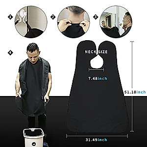 PUIKSXER Beard Apron Waterproof and Non-Stick Beard Shaving Catcher Apron With Adjustable Neck, The Great Gift for Father,Husband-Black