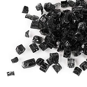 Kinger Home High Luster Reflective 10-Pound Fire Glass for Fire Pit Fireplace Landscaping, 1/2-Inch Onyx Black