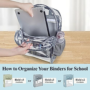 PACKISM Clear Backpack - Large Clear Backpacks Heavy Duty Transparent Backpack, See Through Backpack Clear Bookbag for Student, School, Work, Travel, Black(for age 12 above)