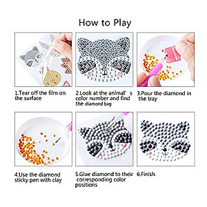 sinceroduct 5D DIY Kids Animal Diamond Painting Stickers Beginner Diamond Painting Kits, Digital Diamond Paint