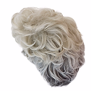 GNIMEGIL Short Grey Wig for White Women Silver Gray Curly Hair Wig Old Lady Costume Wig Grandma Wig Elderly Synthetic Wigs Mommy Granny Cosplay Wig