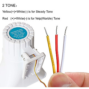 KLLsmDesign Alarm Dual Tone Wired Horn Siren with Bracket,130DB Loud Voice Warning System for Car Truck Home Doorbell Security Anti-Thief Indoor and Outdoor