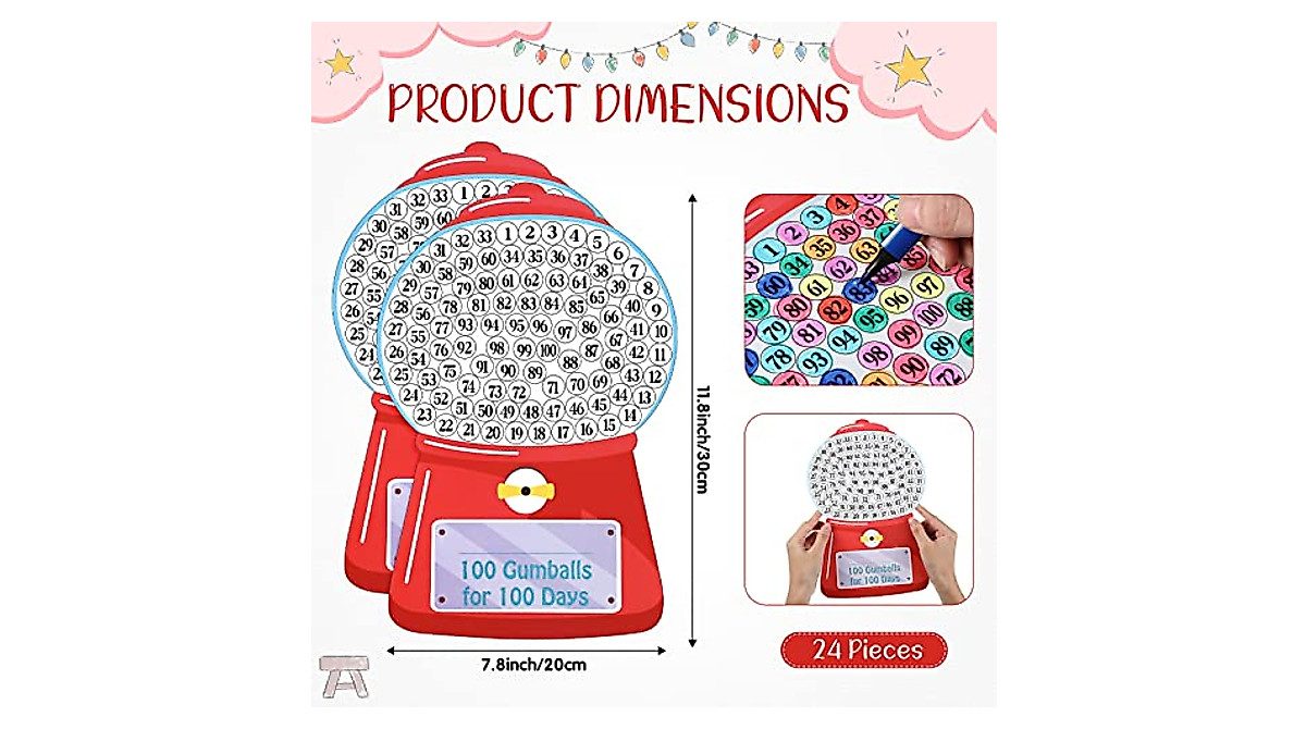 100th Day of School Gumball Craft Kit - 24 Piece Set