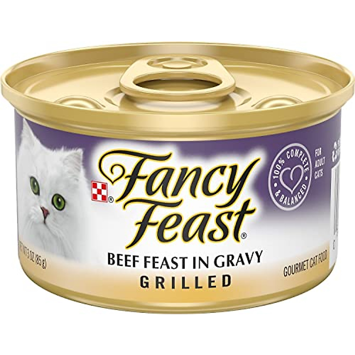 Fancy Feast Gravy Grilled Wet Cat Food Variety Packs Include Chicken, Seafood, & Beef Feast in Gravy Adult Bundle Collection Gluten-Free Protein (Pack of 18)