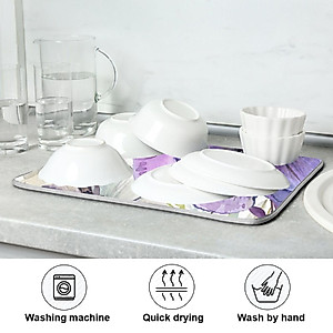 Tatenale Floral Kitchen Drying Mats for Dishes Washable 18 x 24 Absorbent Dish Draining Mat Heat Resistant Drying Pad for Countertop