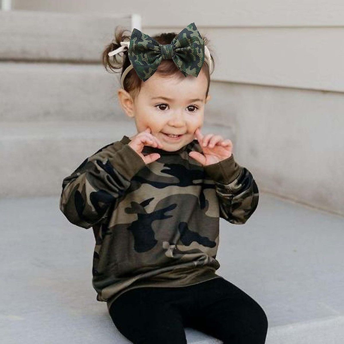 YanJie 3Pcs 4.5" Nylon Hairband for Baby Girls Newborn - Leopard Football Camo Printed Hair Accessories