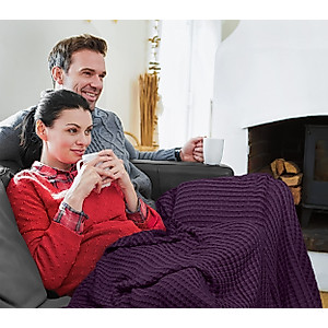 Utopia Bedding Plum 100% Cotton Waffle Blanket 300 GSM [Queen - 90x90 Inch] Soft Lightweight Breathable Bed Blanket for All Season