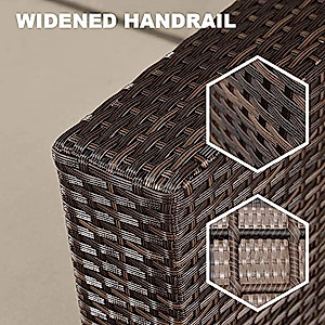 FDW Patio Furniture Sets 4 Piece Rattan Chair Patio Sofas Wicker Sectional Sofa Outdoor Conversation (Brown and Tan)