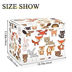innewgogo Animals Fox Dog Storage Bins with Lids for Organizing Closet Organizers with Handles Oxford Cloth Storage Cube Box for Cat Toys