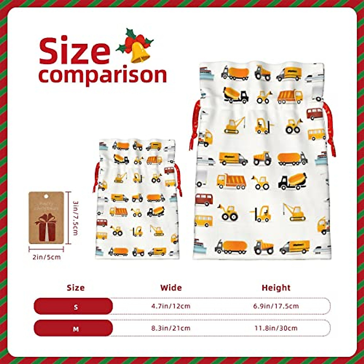 Drawstrings Christmas Gift Bags Aircraft-Motor-Car-Excavator Presents Wrapping Bags Xmas Gift Wrapping Sacks Pouches Medium