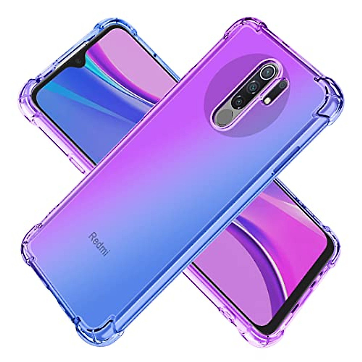 KOARWVC Case for Redmi Note 8 Pro Case / M1906G7I Case, Crystal Clear Case Gradient Slim Anti Scratch TPU Shockproof Protective Phone Cases Cover for Xiaomi Redmi Note 8 Pro (Purple/Blue)