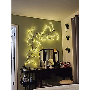Bedroom Vine Lights with Remote Control - Christmas Decoration 9FT 160 LEDs Flexible Willow Vine Lights for Bedroom Home Wall Window Living Room Corner Corridor Decor (1 PCS)