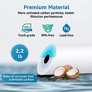 AQUACREST FXHTC 5 Micron 10" x 4.5" Whole House Water Filter, Replacement for GE FXHTC, GXWH40L, American Plumber W10-PR, W10-BC, Culligan RFC-BBSA, GXWH35F, W50PEHD, Pentek R50-BB, Pack of 2