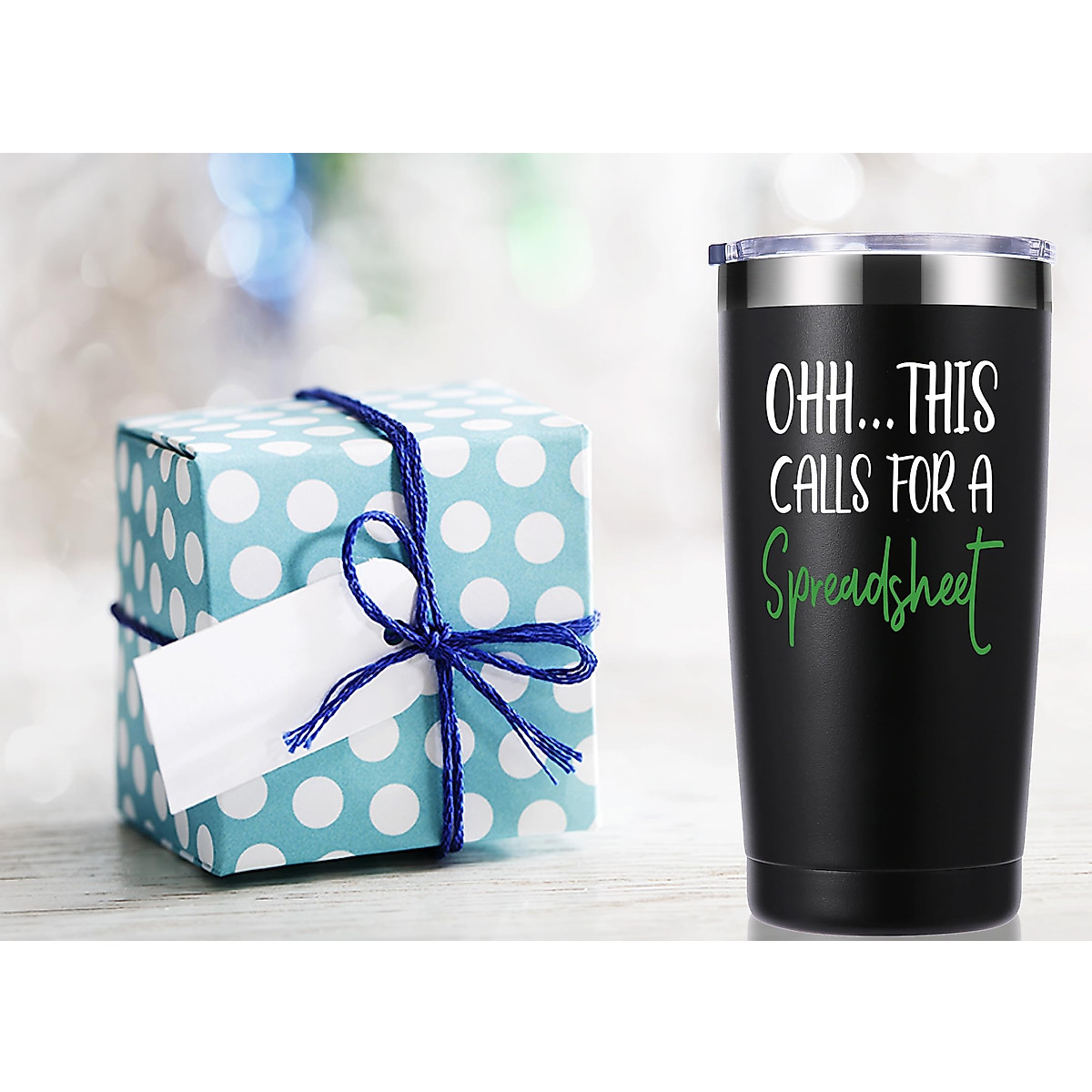 momocici Accountant Gifts.OHH.This Calls for a Spreadsheet 20 OZ Tumbler.Funny Spreadsheet Travel Mug Gift for Accounting Boss Coworker CPA Nerd Men Women(Black)