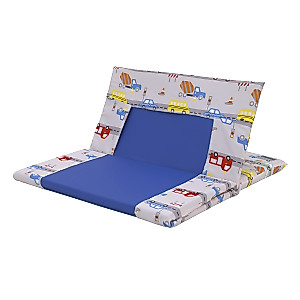 Everything Kids Construction, Bus, Truck, and Car Red, Yellow, and Blue Preschool Nap Pad Sheet