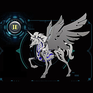 Luminda 3D Metal Puzzles for Adults - Fantasy Unicorn DIY 3D Metal Model Kits - 23+Pcs Mechanical Metal Models DIY Animal Brain Teasers, Art Craft Home Deco Gifts for Teens & Adult - Purple