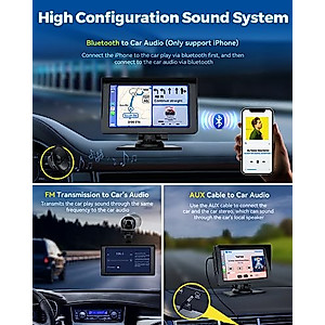 Portable Car Stereo Wireless Apple Carplay Android Auto with 7" HD IPS Touch Screen Car Radio Audio Receivers Bluetooth5.0, AirPlay, GPS Navigation for Car, Siri/Google Assistant, Calling, AUX/FM