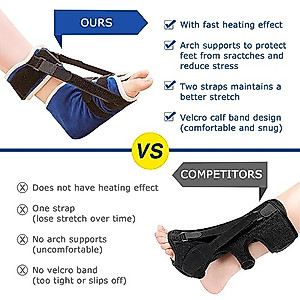 aldious 2-IN-1 Plantar Fasciitis Night Splint, Upgrade Foot Brace for Plantar Fasciitis Relief with Heated Ankle Heat Pad, 86-158℉ Adjustable Temperature, Auto Shut Off, Foot Drop Relief