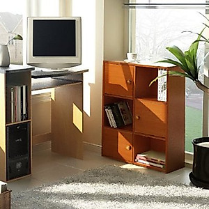 Furinno Pasir 3-Tier Shelf with 3 Door/Round Handle, Light Cherry