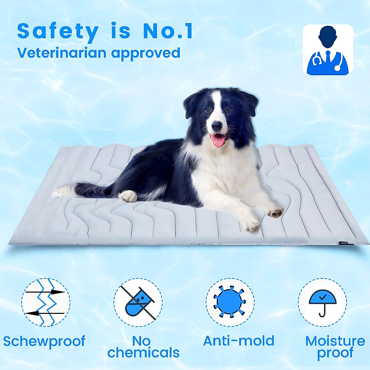ZonLi Cooling Mat for Dogs, 36" x 23"Medium, Pet Pad Reversible (Cool & Warm), Sleeping Mats for Dog and Cat use in Crate, Machine Washable, Durable, Gel Free, Self Cooling, Grey