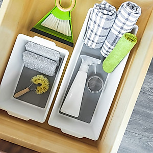 madesmart Antimicrobial Classic Large Deep Bin, Soft Grip, Non Slip Storage Organizer, Multi-Purpose Home Organization, EPA Certified, White, Pack of 6