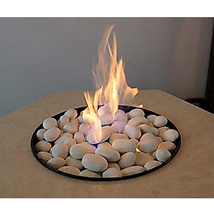 hmleaf 24 Pcs Stone-Like Ceramic Fibre Pebbles for Gas fireplaces, Stove, Gas firepit with White/Black/Grey/Khaki Color (White)
