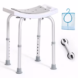 HSA/FSA Eligible Shower Chair for Inside Shower, Waterproof Shower Stool for Inside Shower with Free Grab Bar, Tool-Free Shower Seat for Bathtub, Adjustable Shower Chair for Elderly by SOUHEILO