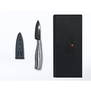 Casa Neuhaus Black Series Utility Set Ceramic Knives - 3 inch Paring Knife & 5 inch Utility Knife - Black Ceramic Blade & Stainless Steel Handle - Includes Knife Sheath and Black Series Gift Box