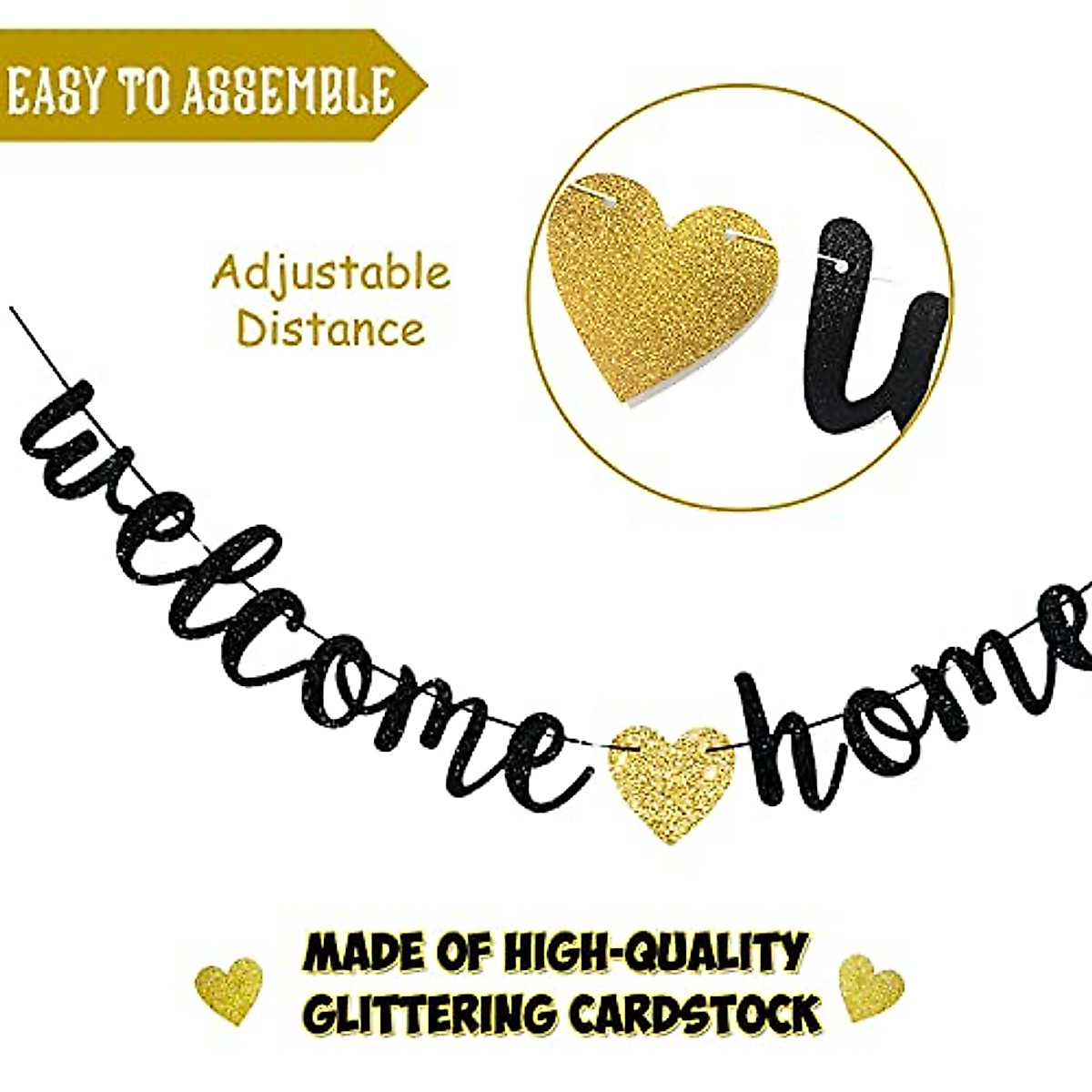 Hombae Welcome Home Decorations, Welcome Home Banner Cake Topper Balloons Kit, Welcome Back Home Military Baby Girl Baby Boy, Gold Family Theme Party Supplies, Deployment Returning Army Homecoming Party Décor