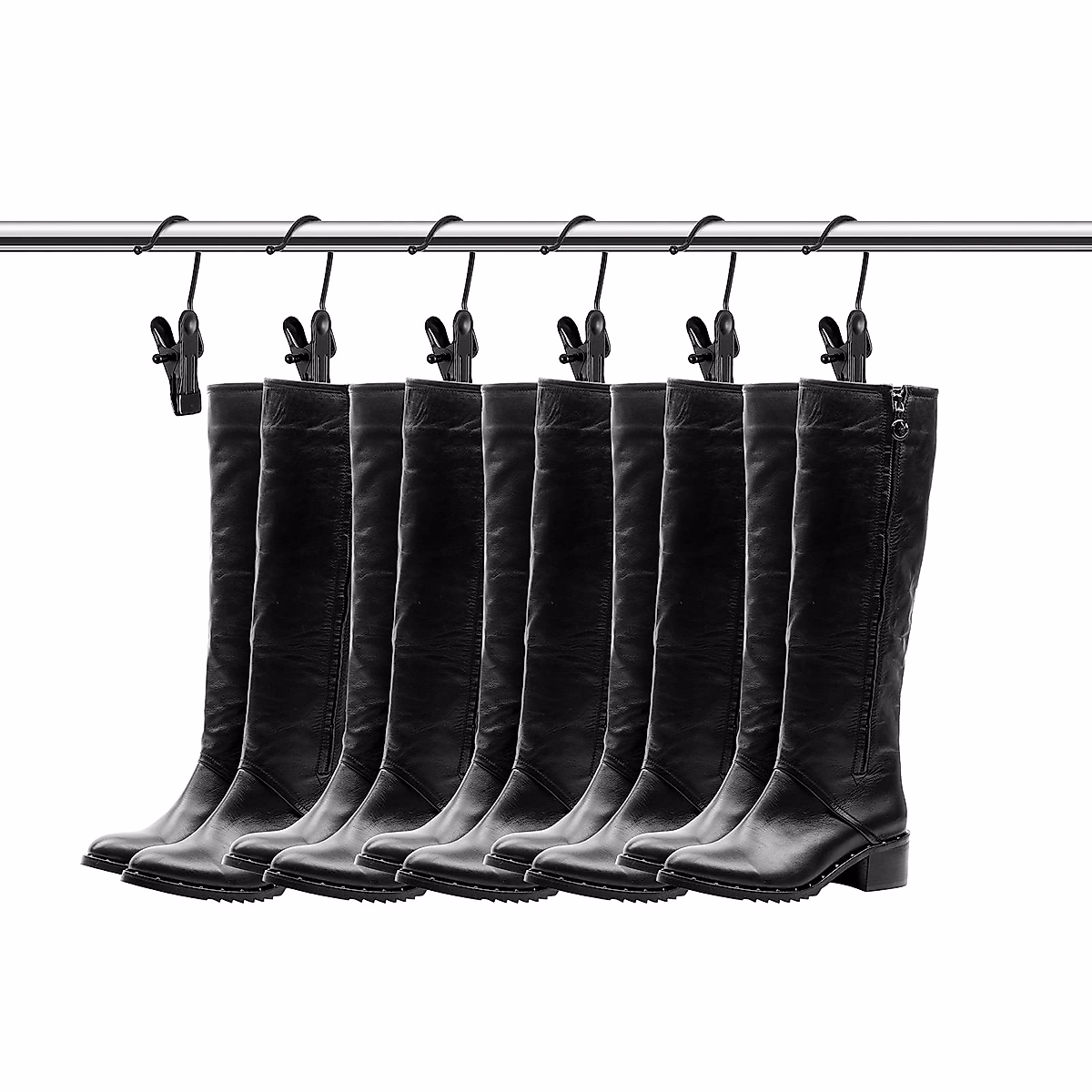 Boot Hanger for Closet, Laundry Hooks with Clips, Boot Holder, Hanging Clips, Portable Multifunctional Hangers Single Clip Space Saving for Jeans, Hats, Tall Boots, Towels (Black,20 Pieces)