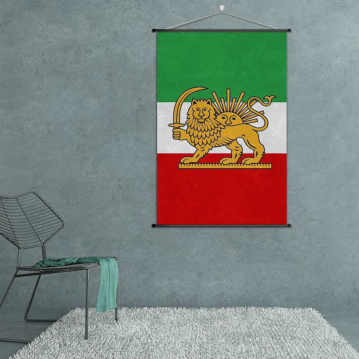 Nice Captain Early Modern Country Flag Scroll Poster National Flag Banner Wall Art Home Decor 75x50cm (Sublime State of Persia)