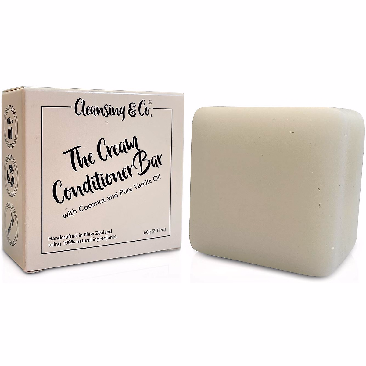 Cleansing & Co 2.11oz Hair Conditioner Bar For Nourishing Scalp and Hair - Hand Made, Zero Waste, Plastic Free, SLS Free, Natural Conditioner Bars for Body Care (Eco-Friendly Coconut Bar Conditioner)