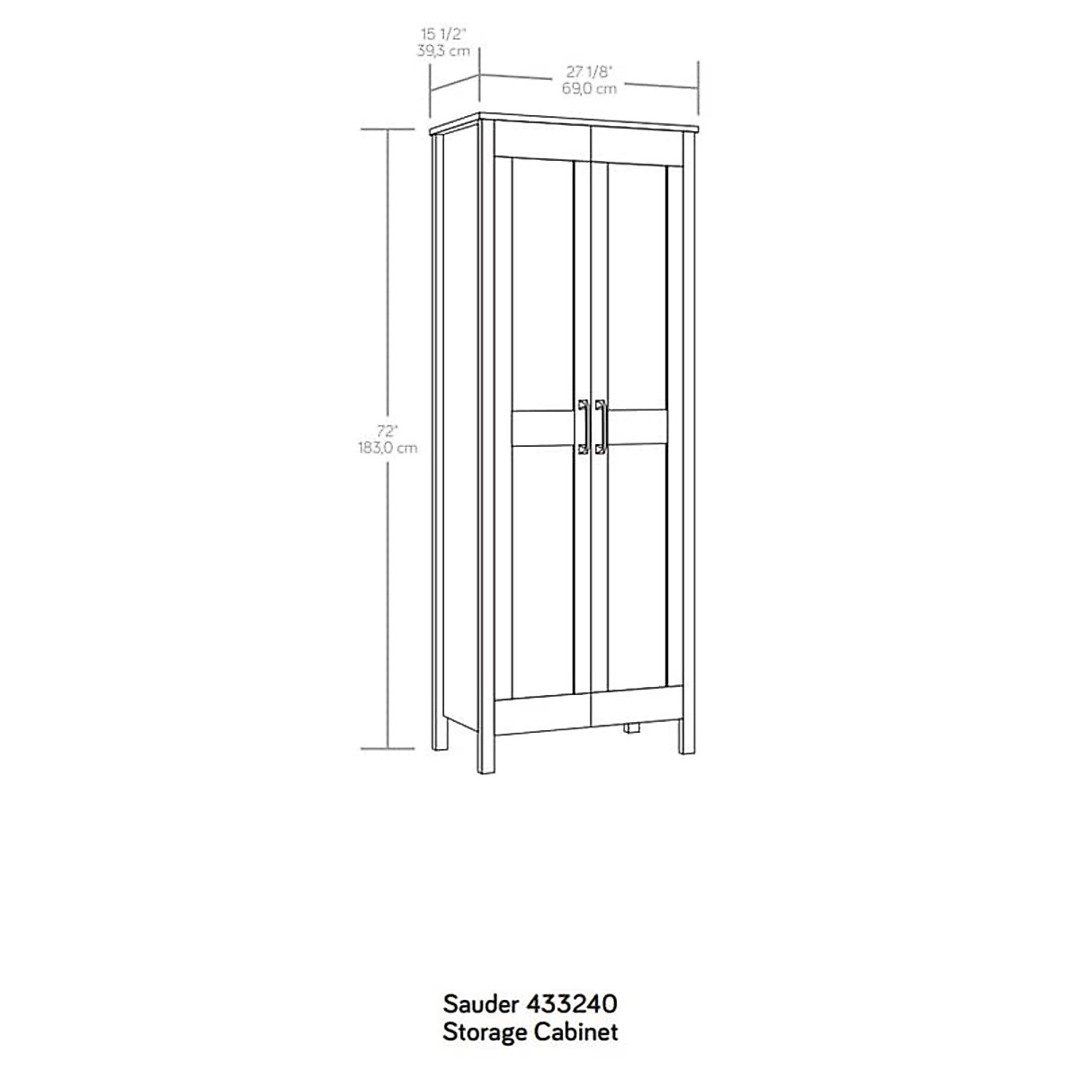 Sauder Engineered Wood 2-Door Storage Cabinet in Chalk Oak Finish