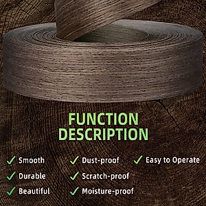 ZYJT Walnut Edge Banding, 1 inch x 50ft roll of Veneer Edge Banding, Pre-glued Flexible Real Wood Tape Banding for Cabinet Repair Furniture Restoration