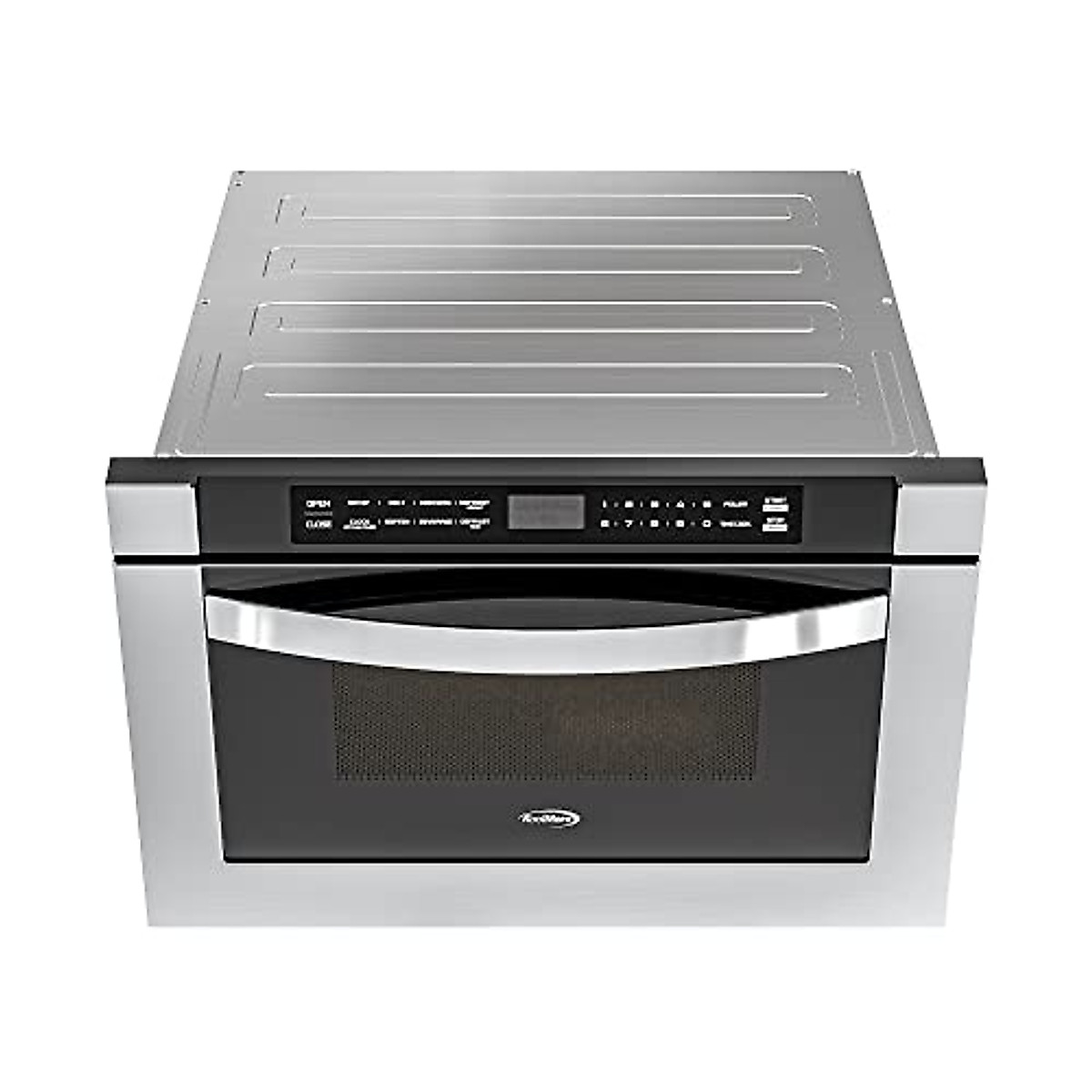 KoolMore KM-MD-1SS 24 Inch Stainless Steel Microwave Drawer with 1.2 cu. ft. Oven, 1000W Power with 10 Custom Cooking Levels, Memory, and Timer Functions, Wall-Mounted with Flat Bottom