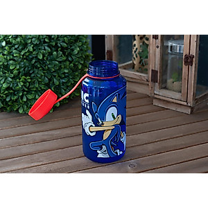 Just Funky Sonic The Hedgehog Plastic Water Bottle - Reusable 32oz Travel Tumbler Drink Holder With Leak/Spill-Proof Lid - Great For School, Sports, Backpack, Lunchbox, Birthday Party Favors - From