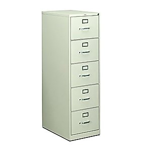 HON 5 Drawer Filing Cabinet - 310 Series Full-Suspension Legal File Cabinet, 26-1/2-Inch Drawers, Light Gray (H315C)