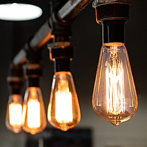 60 Watt Incandescent Edison Light Bulbs, Vintage Dimmable E26 Bulbs, ST64 2200K Warm White Antique 260LM E26 Medium Screw Base Amber Filament Bulbs for Home, Bedroom, Office, Decorative Lamp(4-Pack)